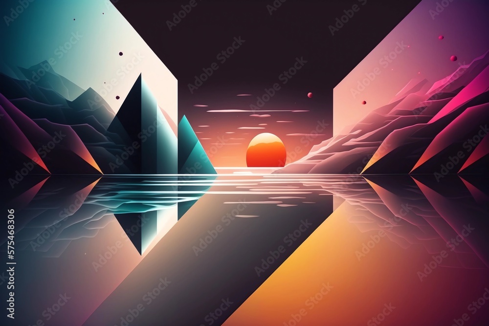 Minimalism 3D abstract modern design background with geometric 3D shapes, blocks and stripes ...