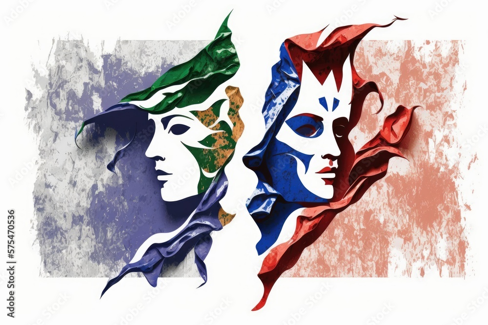 Columbine and Harlequin, two mainstays of the Commedia dell'arte street ...