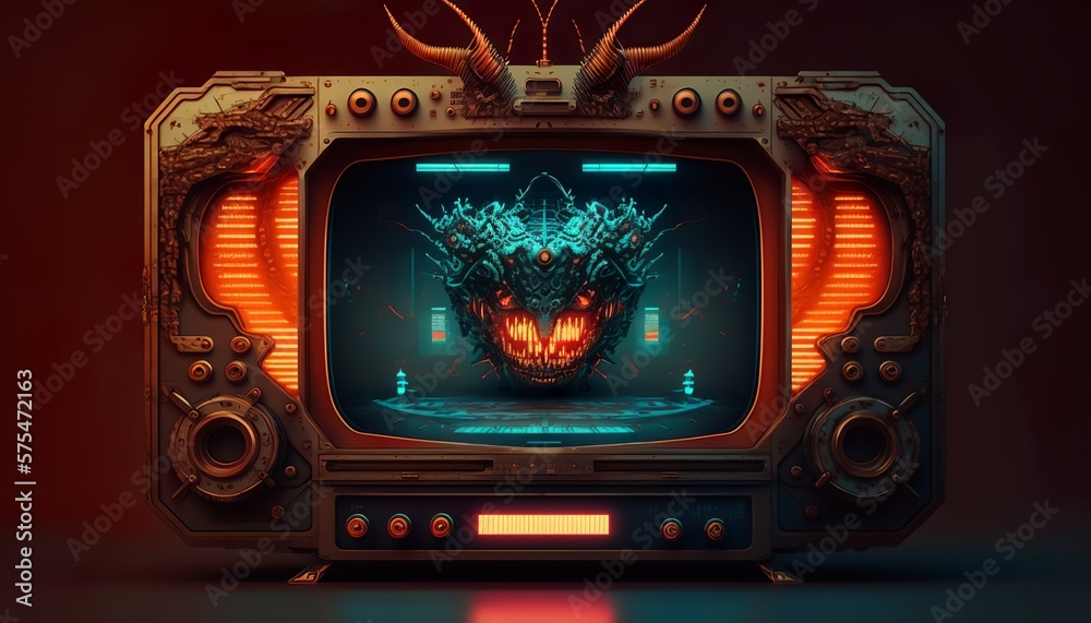 Cyberpunk interface and sci-fi ui control panel with monitor screen and ...