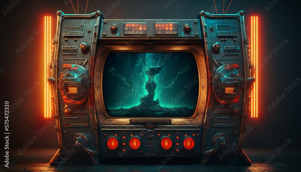 Futuristic gaming station interface and sci-fi ui control panel with ...