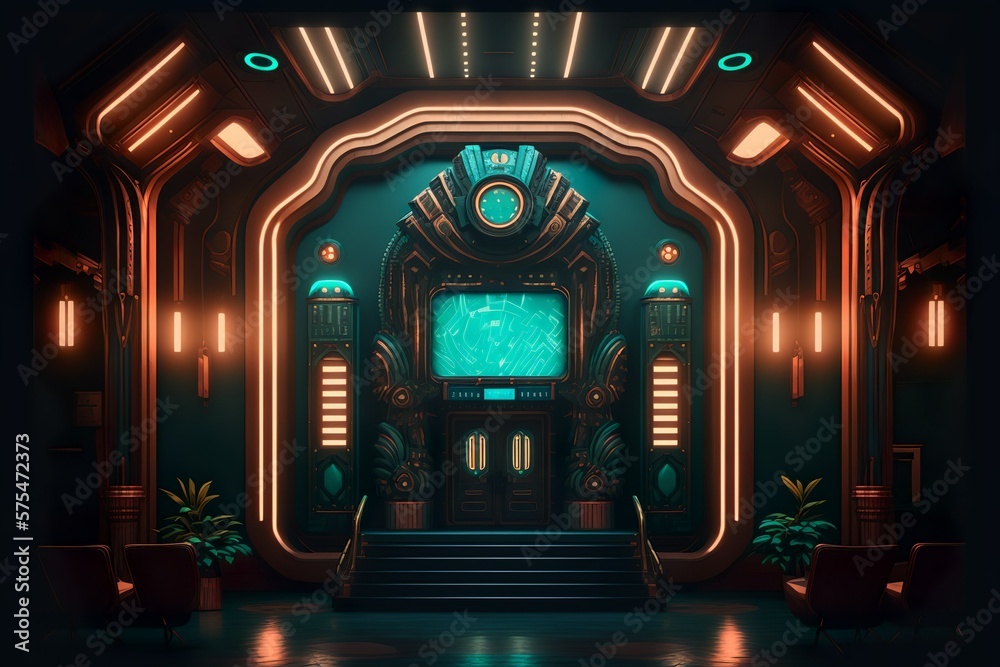Cyberpunk interface ui assets and monitor screen device with led ...
