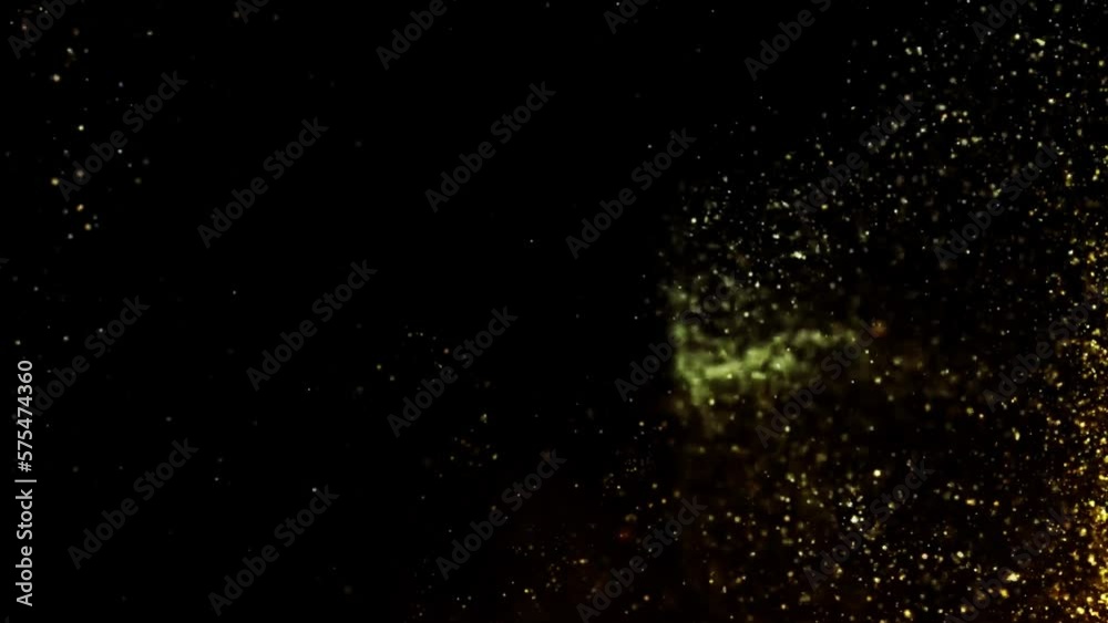 Particle gold dust flickering on black background. Gold Particles ...