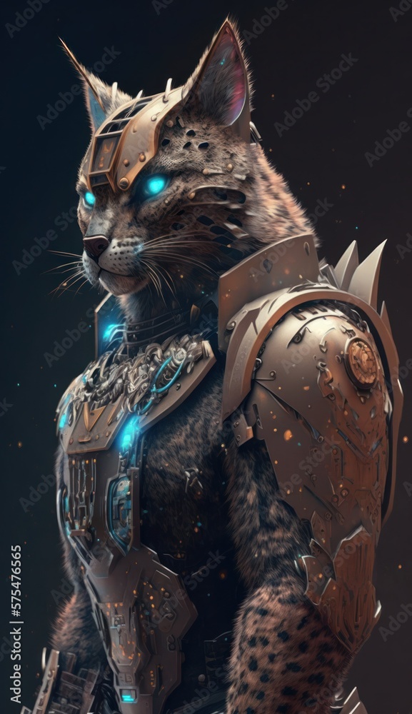 Stylish Futuristic Animal Bobcat Combat Armor: A Cute and Cool Designer ...