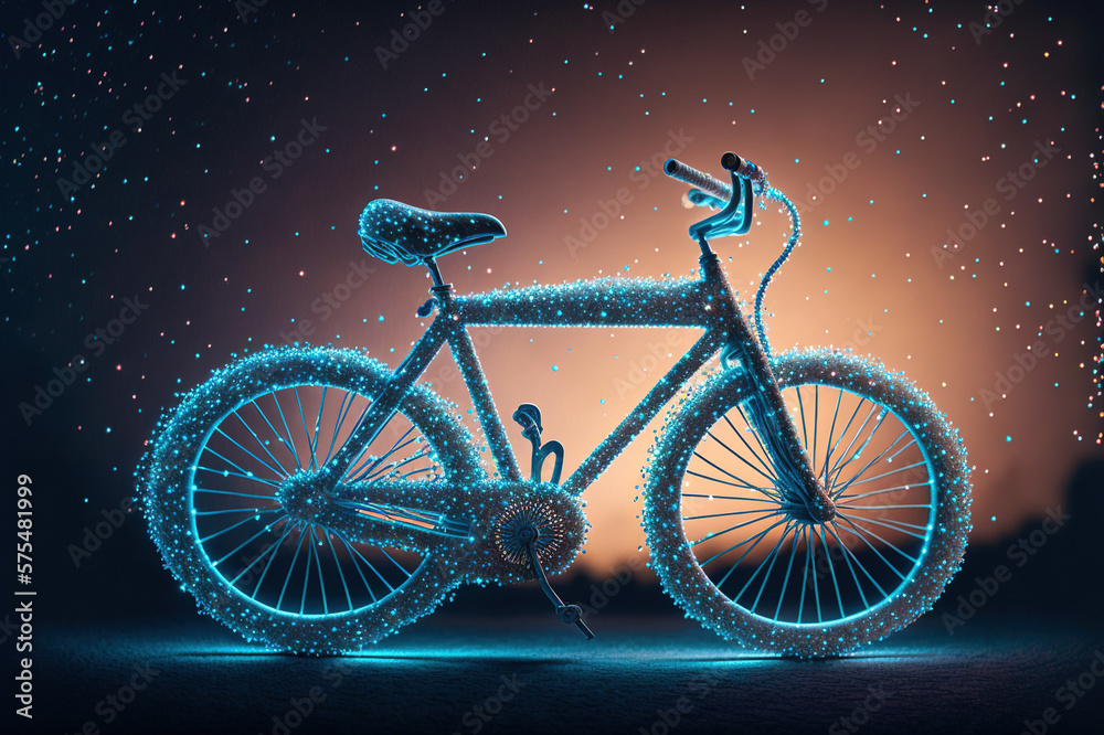 bicycle creative image made with starry night to form the bicycle shape ...