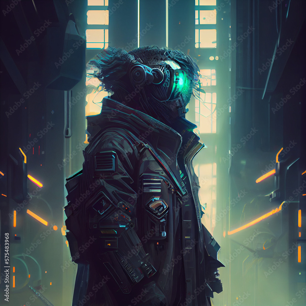 Cyberpunk Robocop, concept art Stock Illustration | Adobe Stock