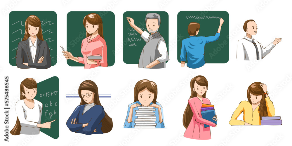 Teacher vector set collection graphic clipart design Stock Vector ...