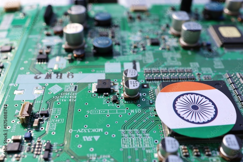 Foto de Semiconductor printed circuit board. Concept: India's ...