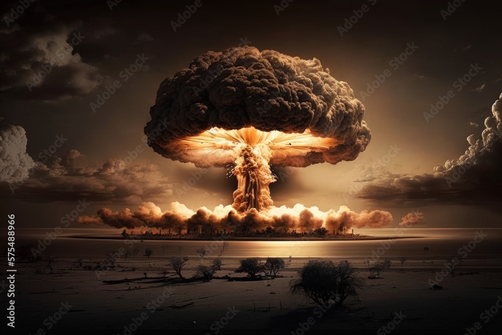 atomic bomb set off fire created with Generative AI technology Stock ...