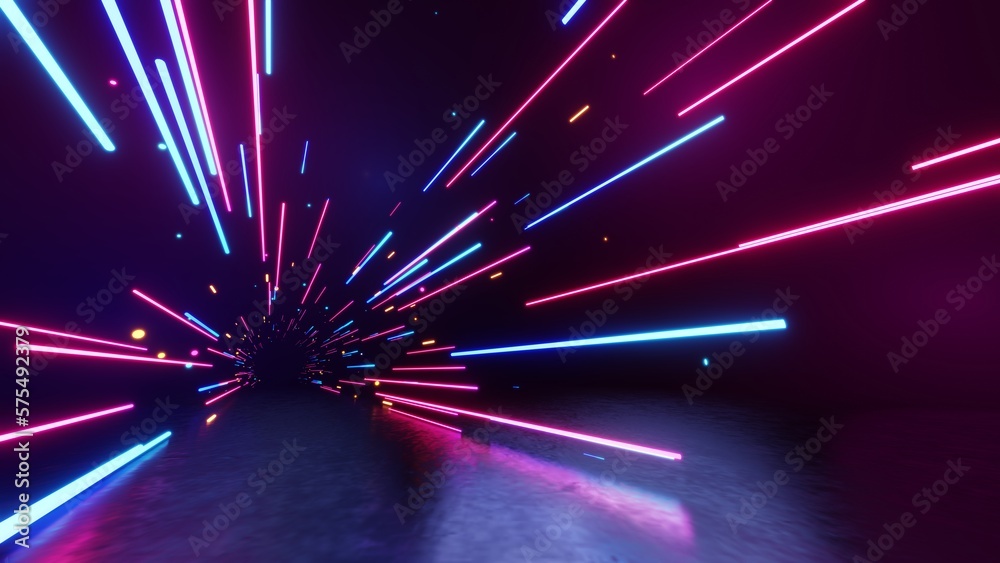 3d technology abstract neon light background, empty space scene ...