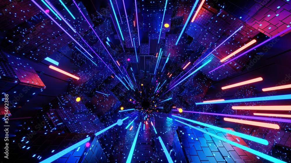 3d technology abstract neon light background, empty space scene ...