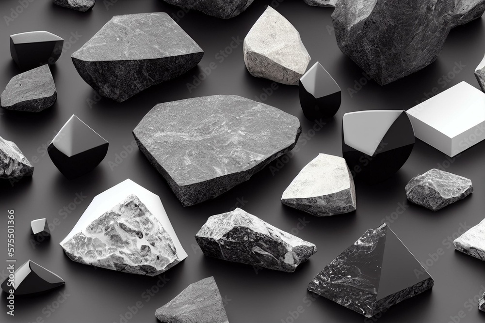 Black Stone and Rock shape background, display podium for showing ...