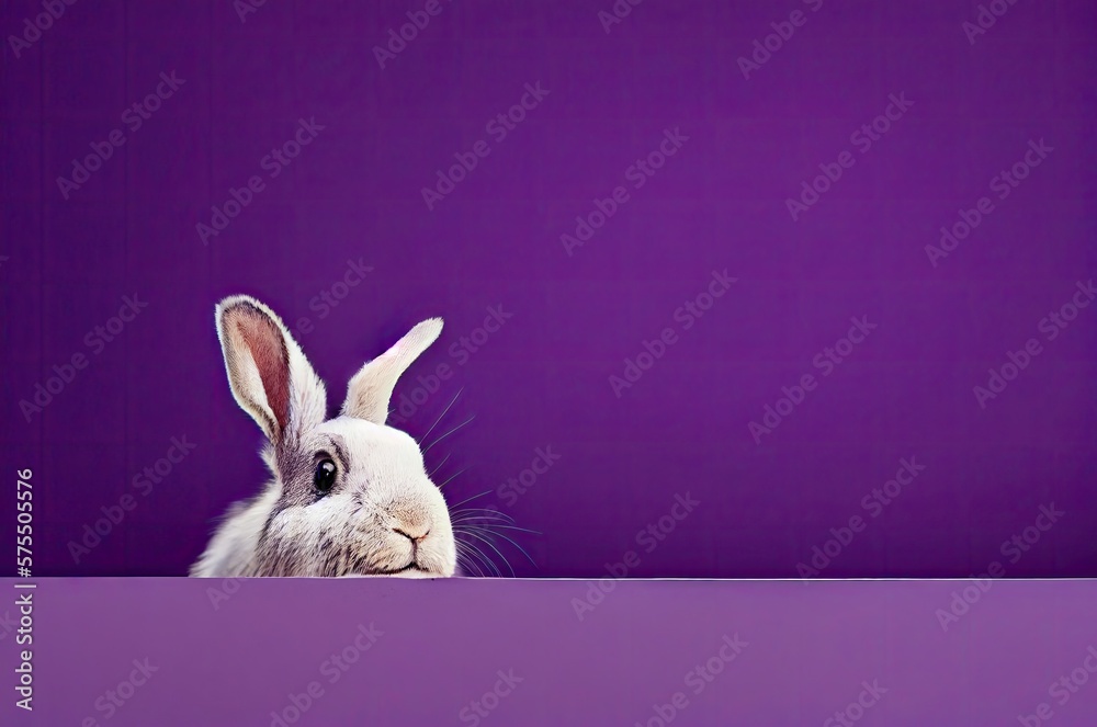 Rabbit Purple Background With Blank Space Looking Ahead Generative AI ...