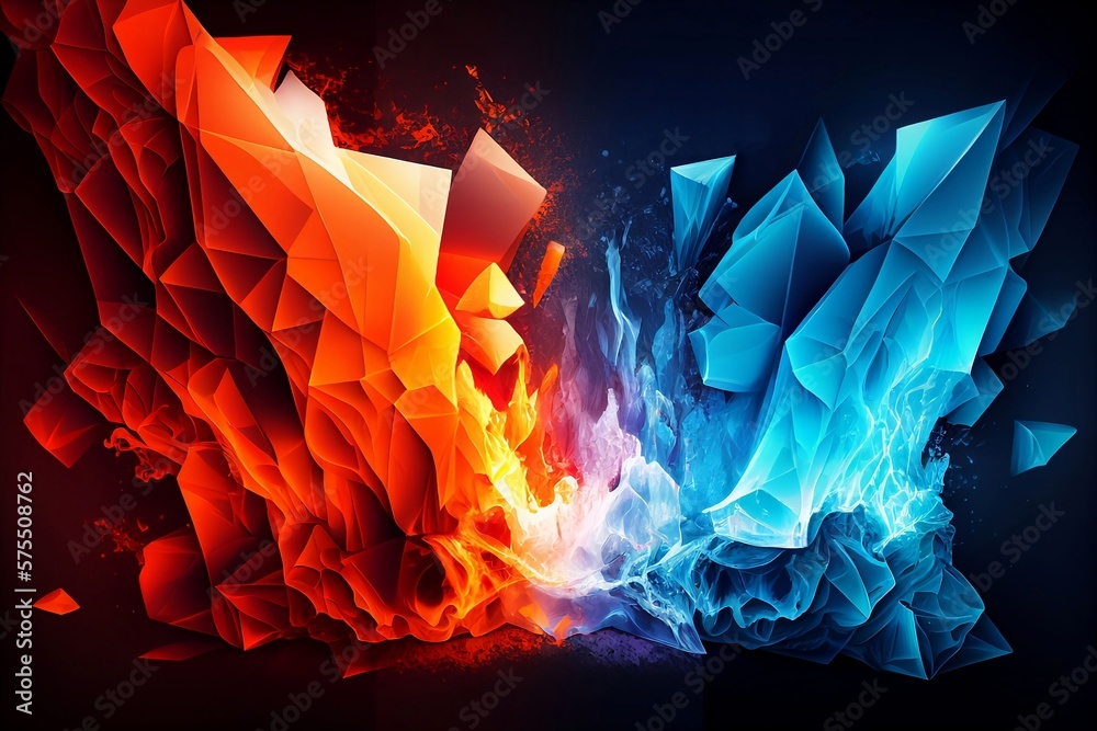arte abstracto, fuego y hielo, frio y calor, fondo de pantalla ...