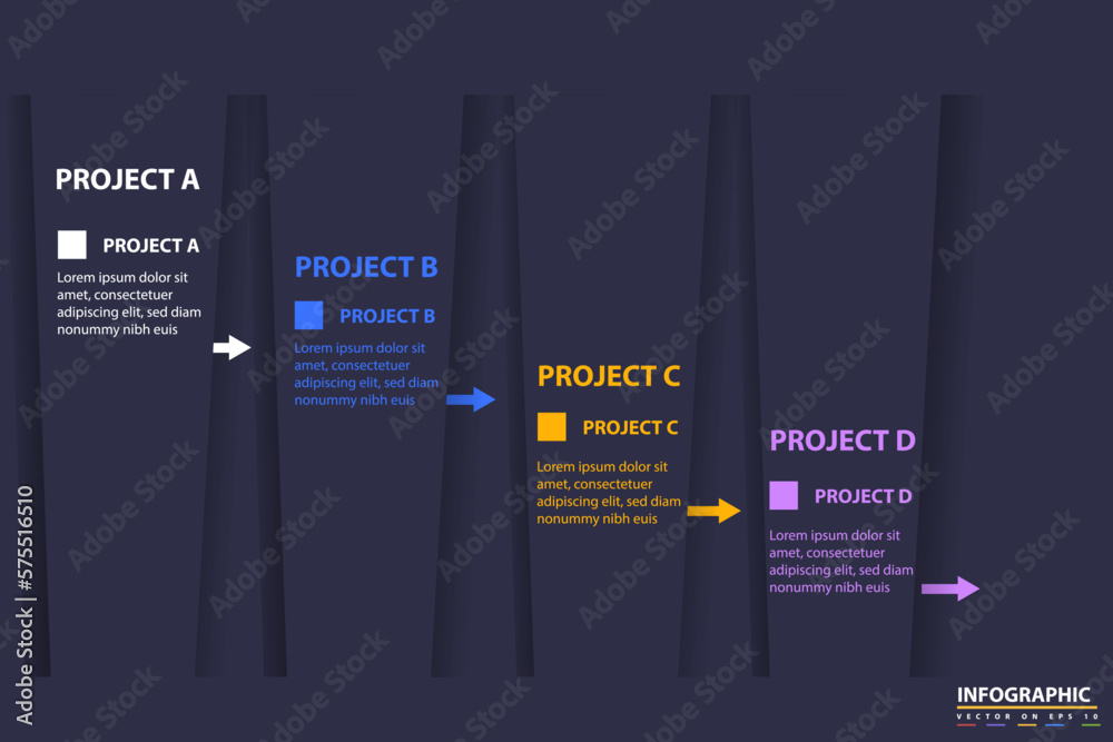 Infographic template for business. 4 project Modern Timeline diagram ...
