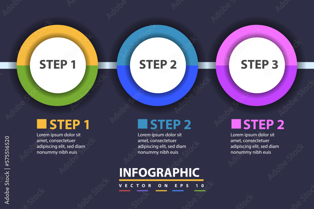 Infographic template for business. 3 Steps Modern Timeline diagram with ...