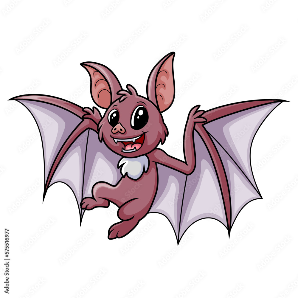 Cartoon Cute small bat flying Stock Vector | Adobe Stock