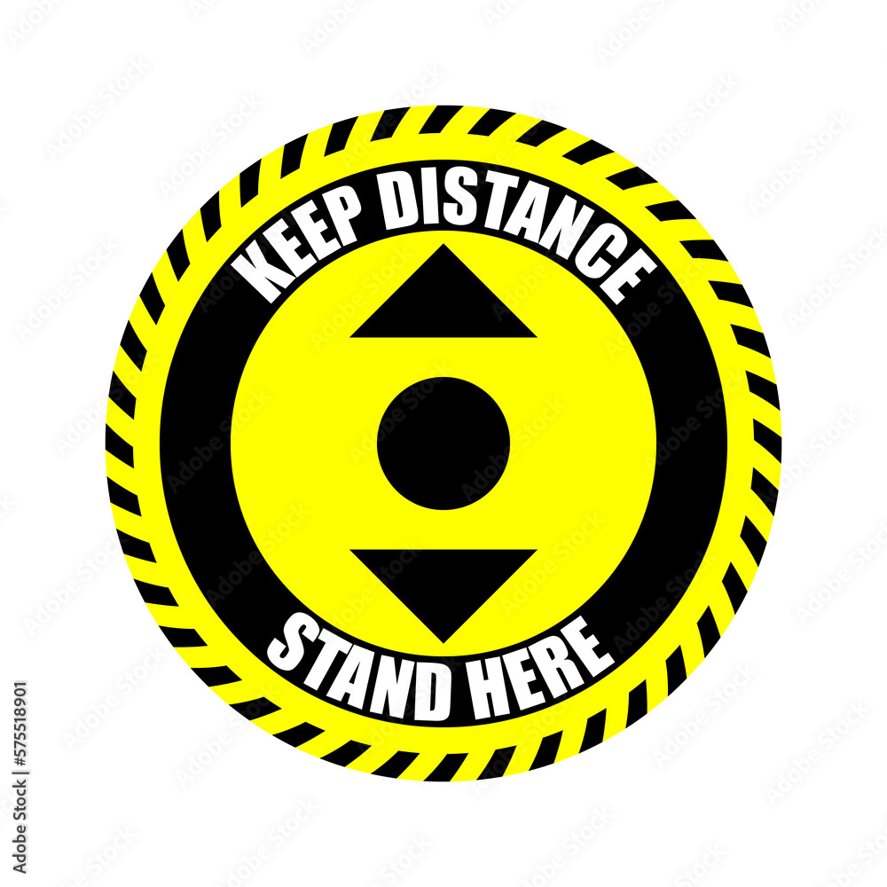 Footprint floor sticker, foot steps in circle, keep distance waiting in ...