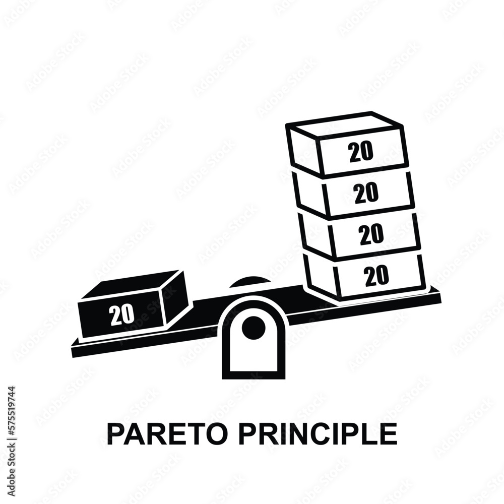 80 and 20 balance on scale, pareto principle scale,80/20 principle ...