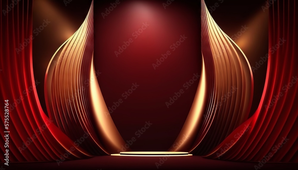 Red Maroon Golden Curtain Stage Award Background. Trophy on Red Carpet ... Red Maroon Golden Curtain Stage Award Background. Trophy on Red Carpet ...