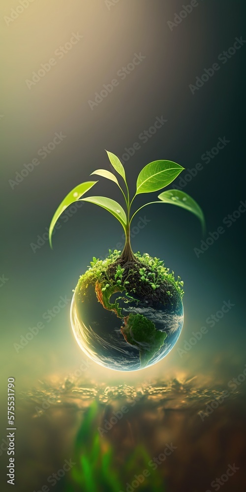 green nature social media background concept for earth day with plant ...