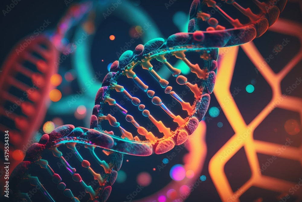 Under a microscope, the DNA helix appears in intricate detail. AI ...