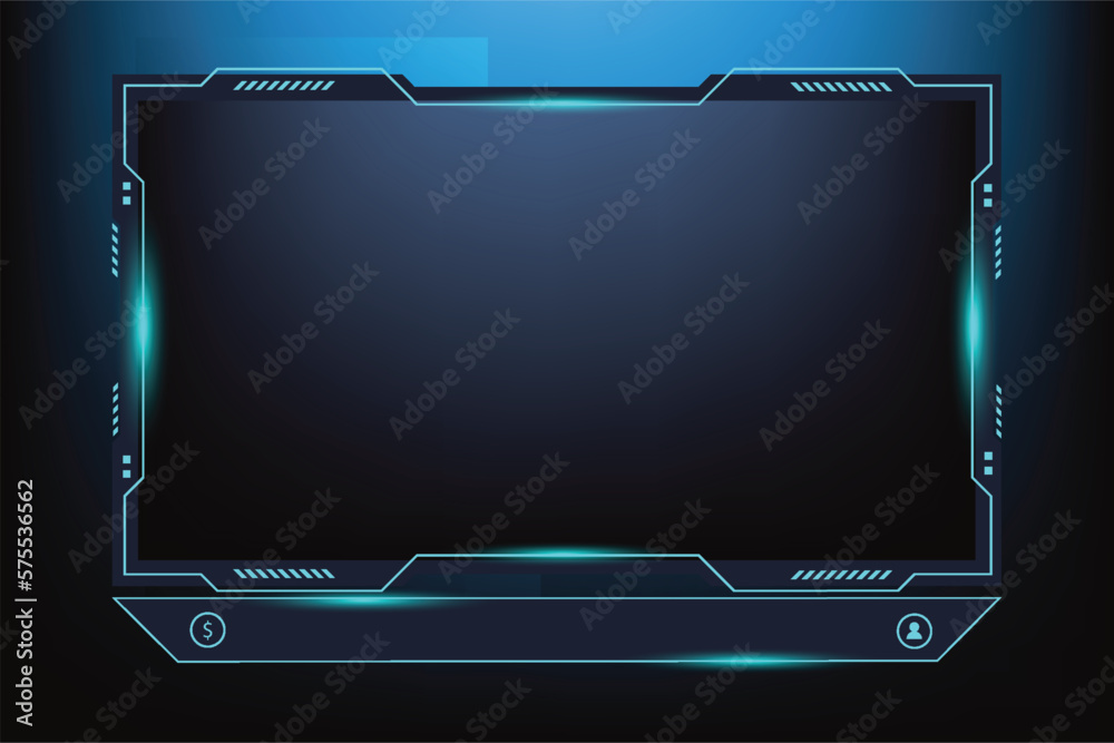Live broadcasting screen panel design with glowing blue colors. Online ...