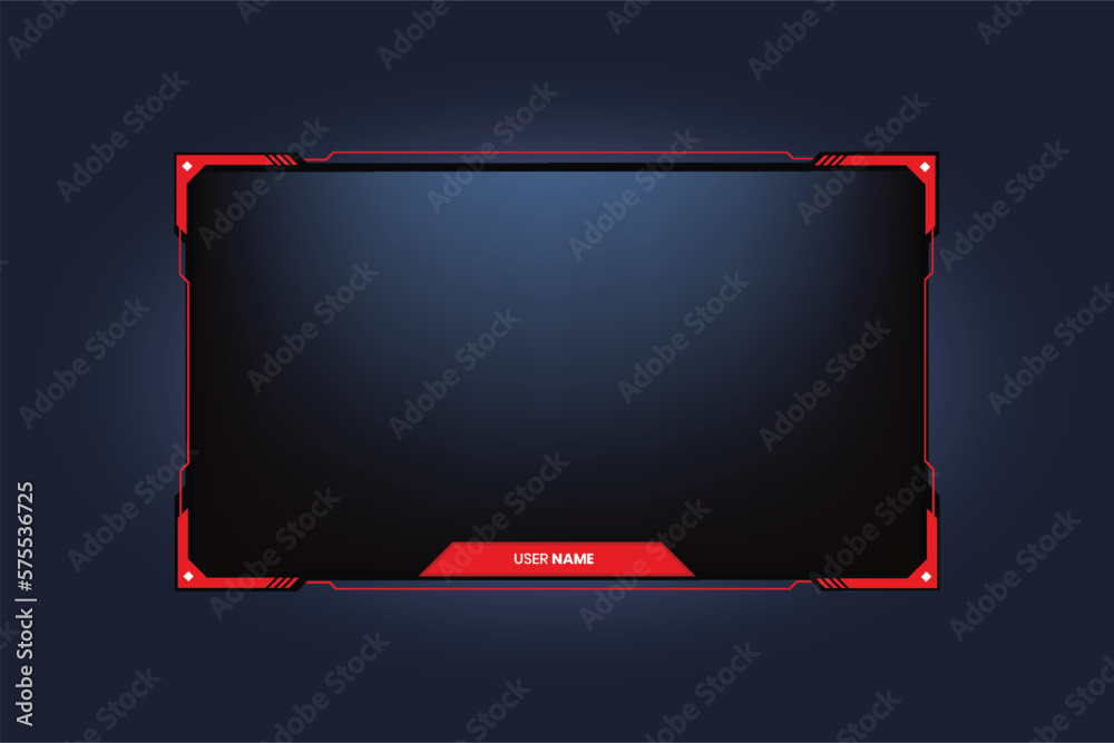 Simple broadcast frame design with red color and dark background ...