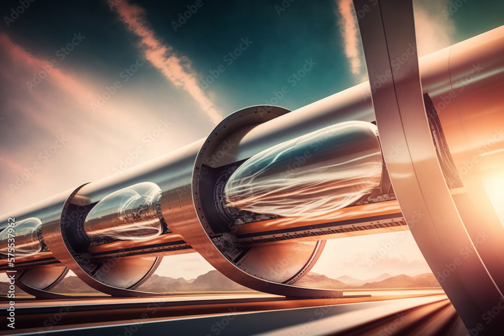 Hyperloop Train tunnel - Futuristic High-Speed Transportation System ...