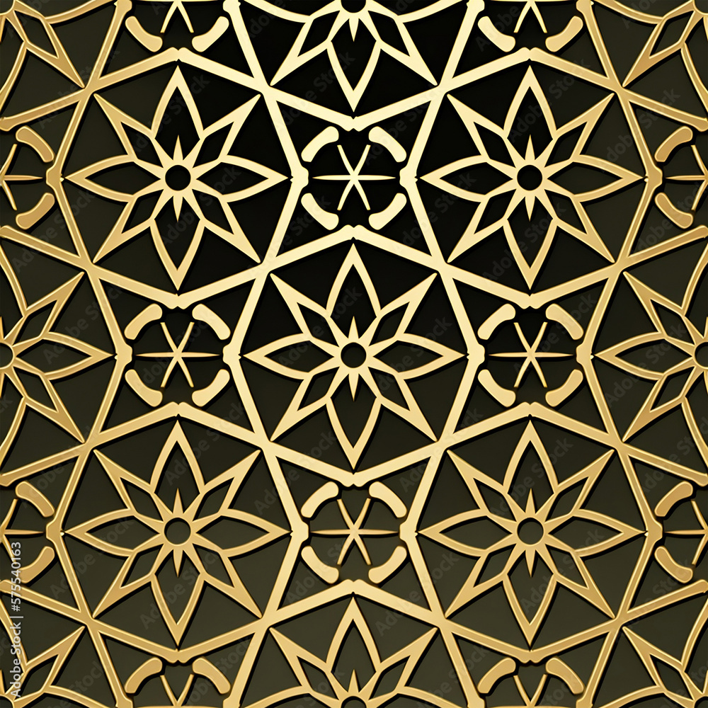 seamless pattern islamic gold background, generative ai Stock ...