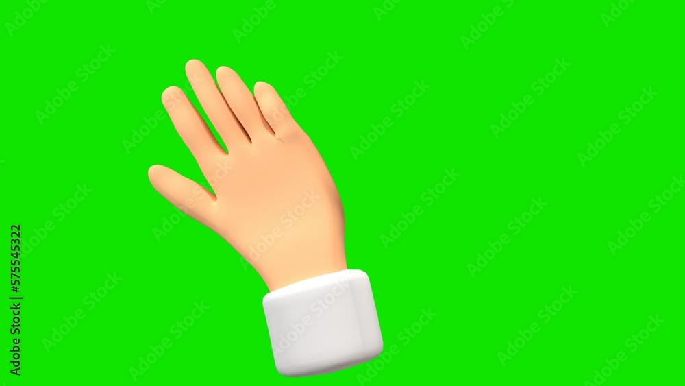 Waving hand animation. Hello Hi Goodbye Buy gesture. Emoticon sign. 3D ...