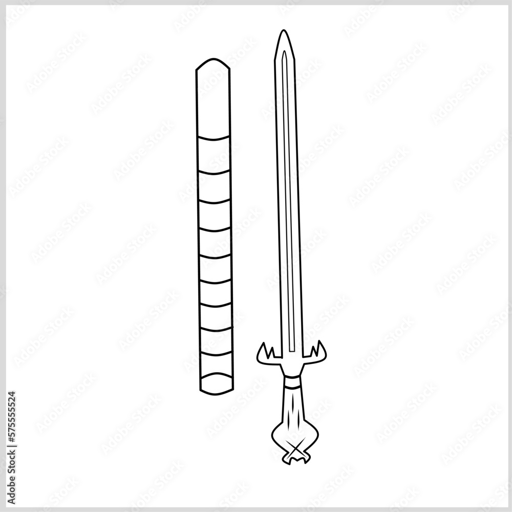Jenawi Sword, Iconic Traditional Weapon from Riau, Indonesia. Vector ...