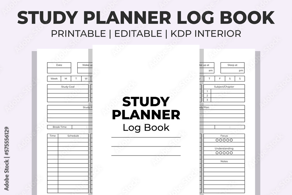 Study Planner Log Book Stock Vector | Adobe Stock