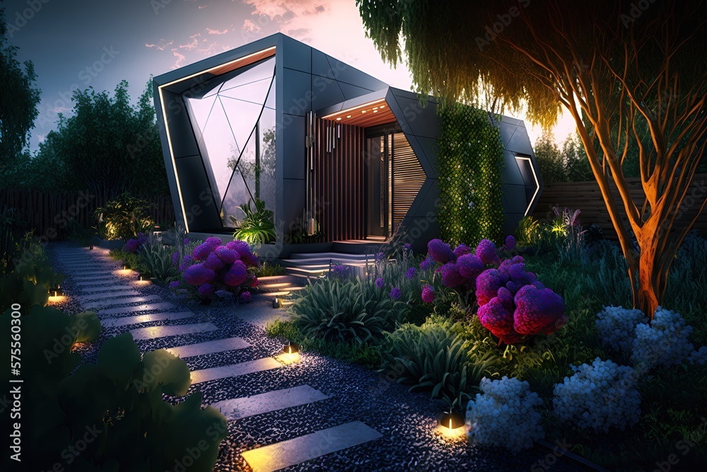 Futuristic and Modern Home Garden and Pathway Design 1. Generative AI ...