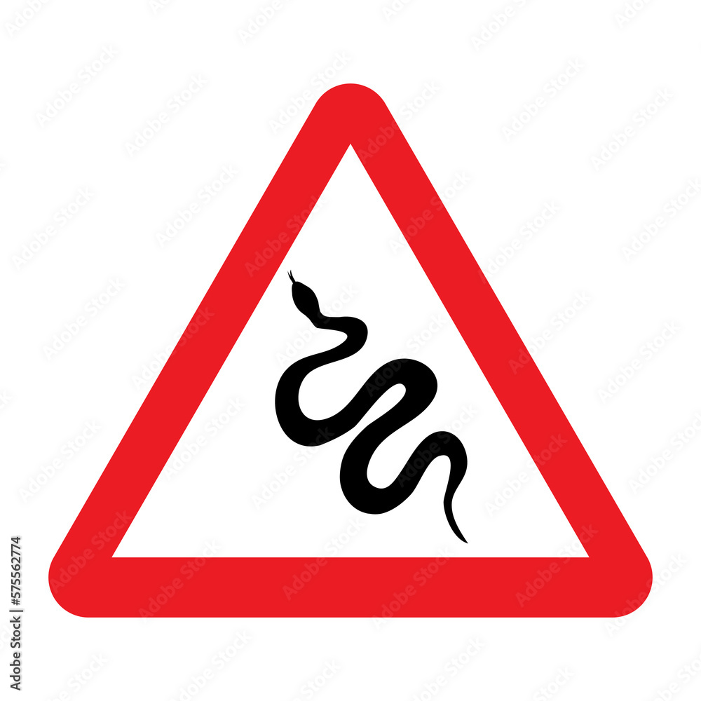 Snakes warning sign. Vector illustration of red triangle sign with ...