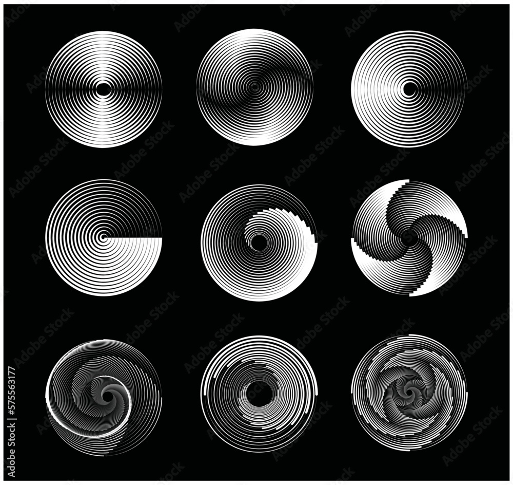 Design spiral lines backdrop. Abstract monochrome background. Vector ...