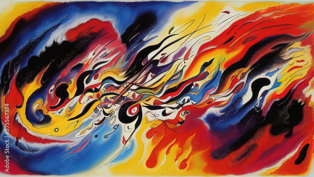 An abstract painting inspired by the elements of fire, water, earth ...