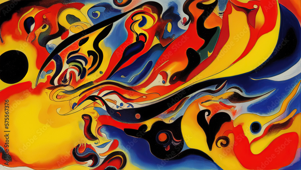 An abstract painting inspired by the elements of fire, water, earth ...