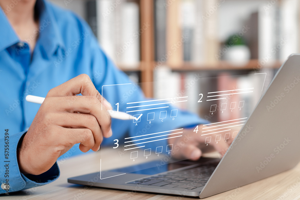 Checklist concept. Questionnaire with checkboxes. Fill out online ...