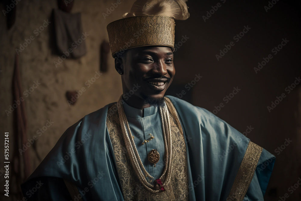 Generative AI. Nigerian hausa ruler Stock Illustration | Adobe Stock