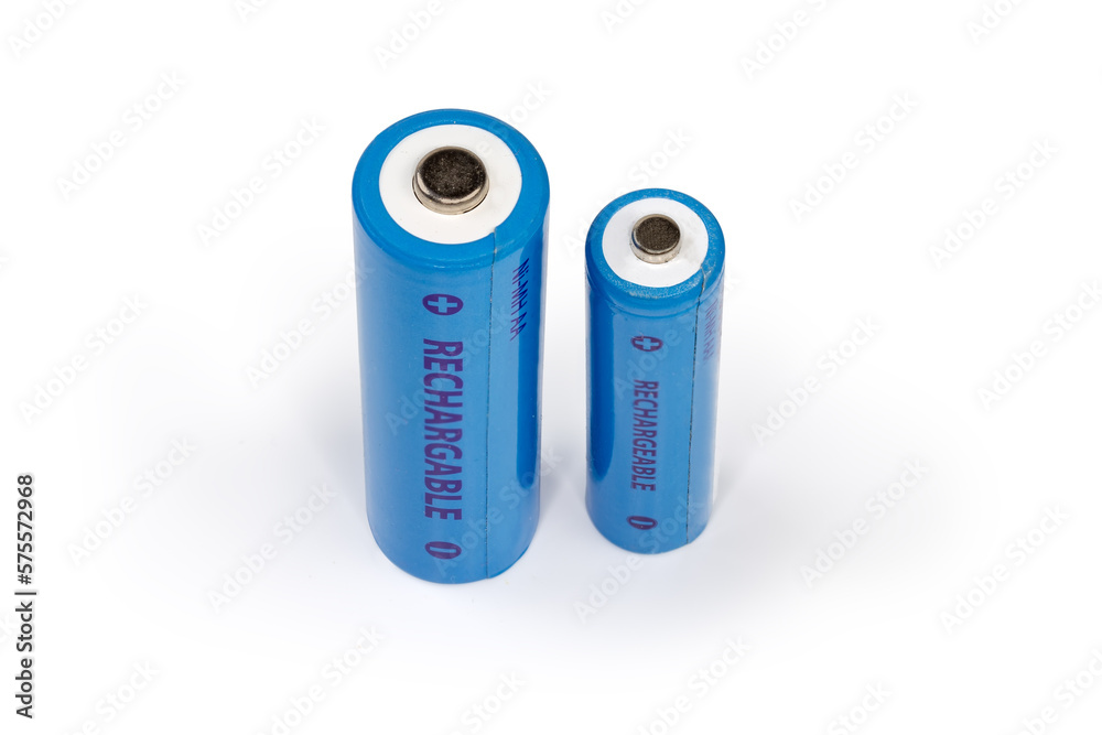 Rechargeable batteries different sizes with type and size designation ...