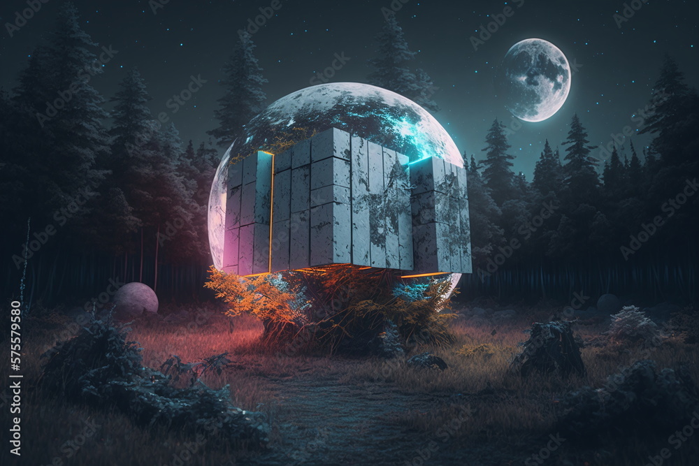 sci-fi concept of an alien spaceship landing on earth. AI Generated ...