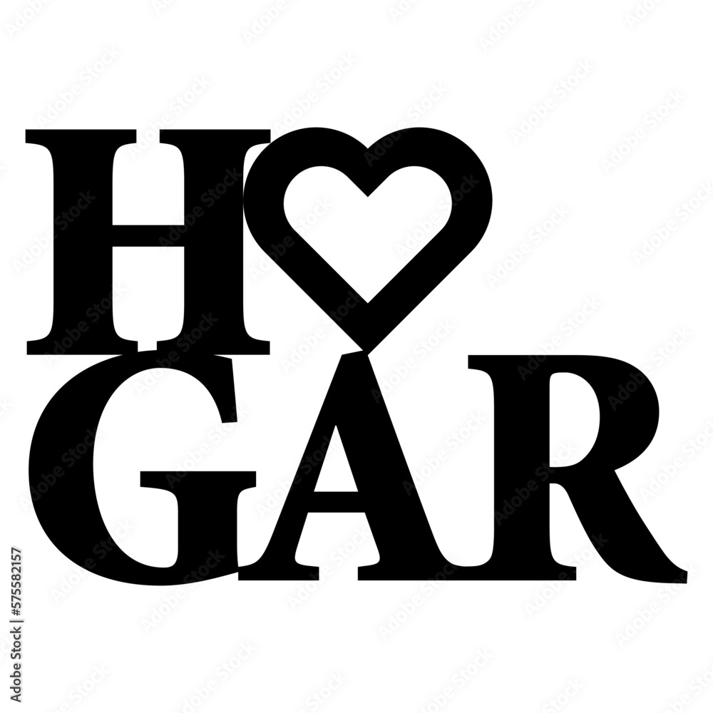 Vecteur Stock Letras de la palabra hogar en texto manuscrito en español ...