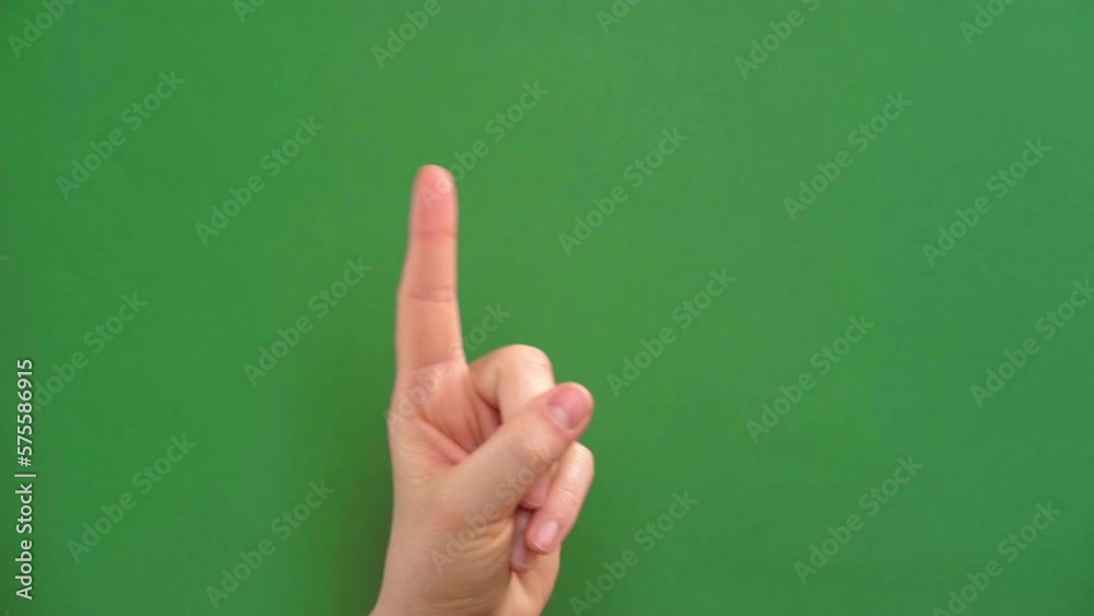 Female hand making warning gesture on Chroma key. Human hand showing ...