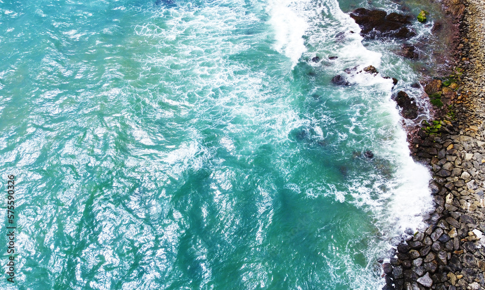 Aerial view of the tropical ocean landscape with a beach. Beautiful ...