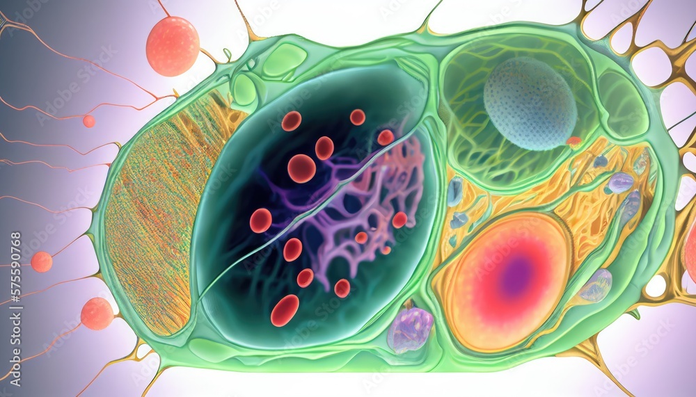 Detailed Microscopic Image Of A Human Cell Structure And Functions Generative Ai Illustration