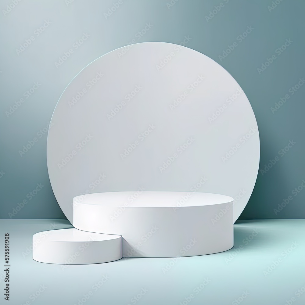 White modern round podium stage platform, background for presentation ...