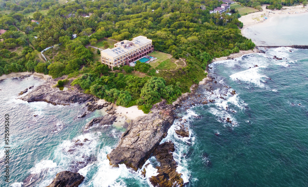Aerial view of a tropical hotel, villa spa for luxury relaxation ...