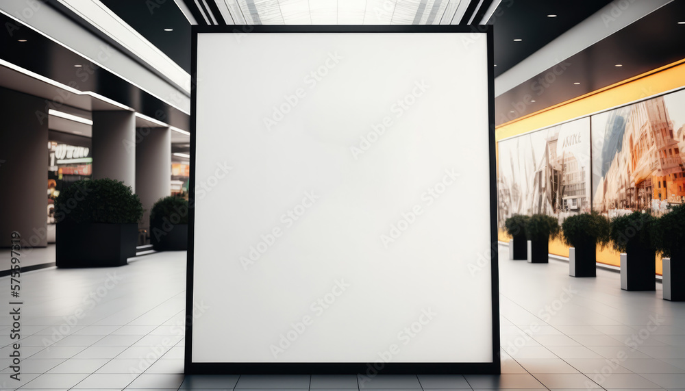 Empty Blank White Mockup Signboard for Public Shopping Center or ...