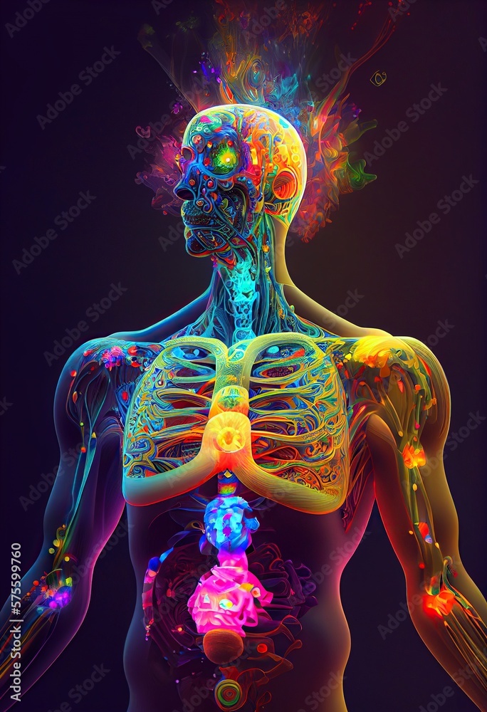 Generative AI illustration of higher, yoga relax chill out dmt visions ...