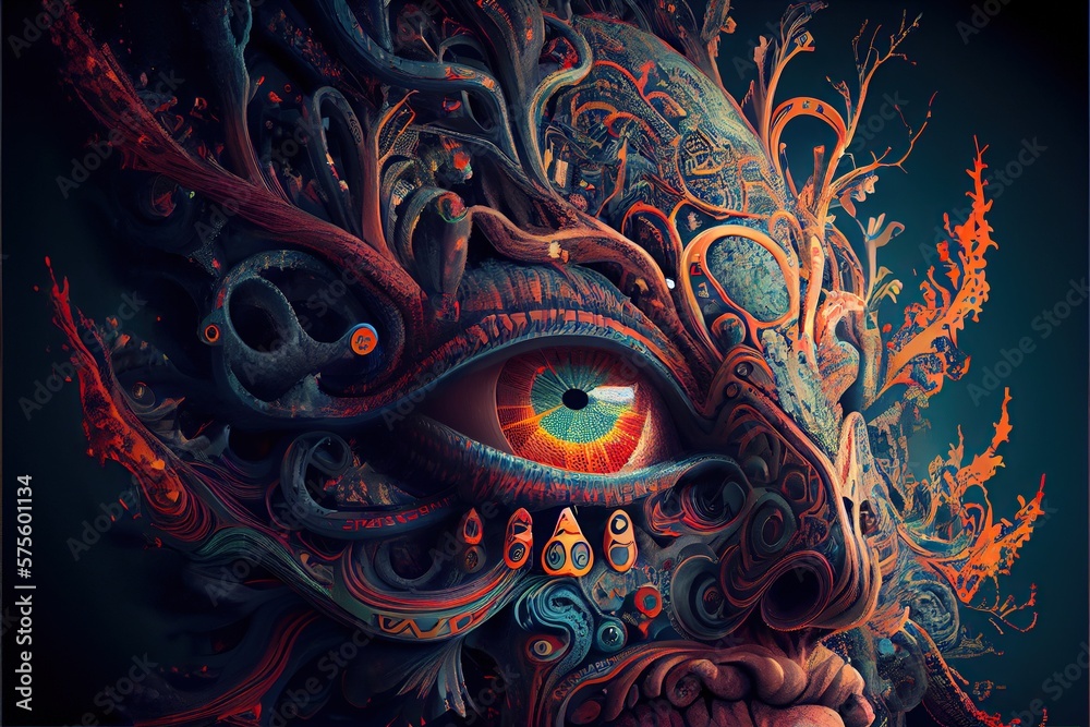 Generative AI illustration of higher, yoga relax chill out dmt visions ...